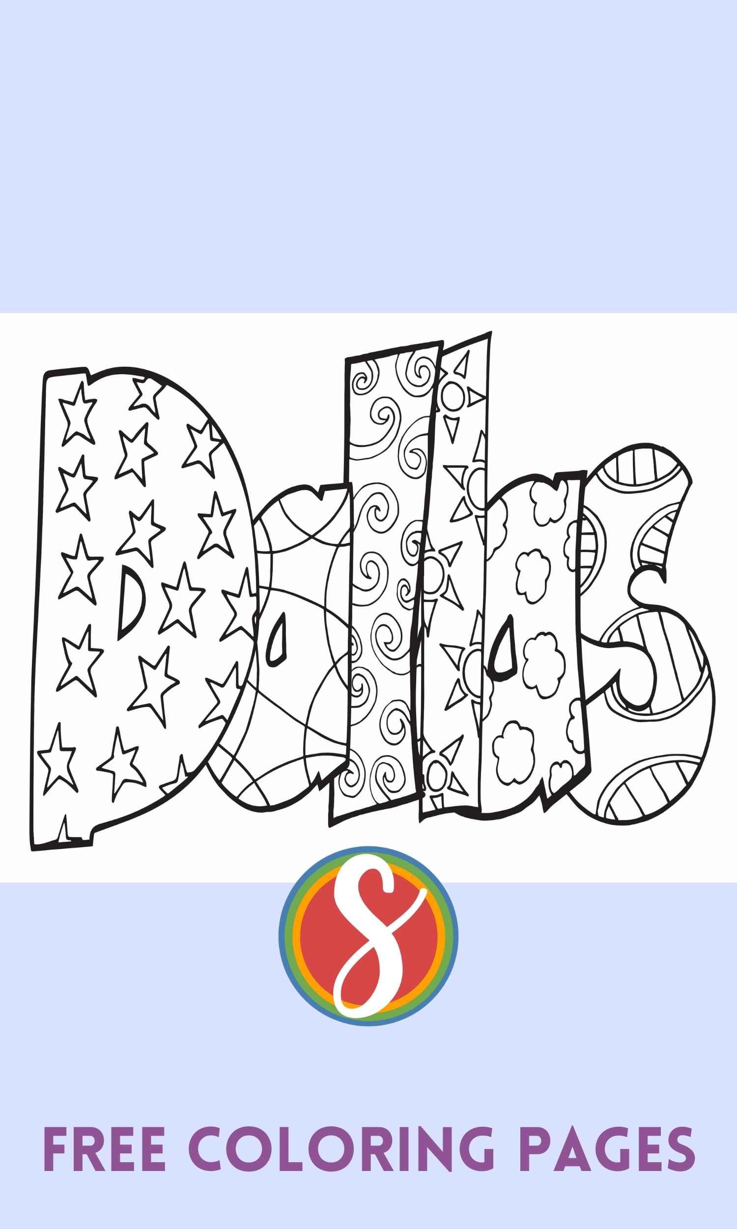 DALLAS - free name coloring page from Stevie Doodles — Stevie Doodles