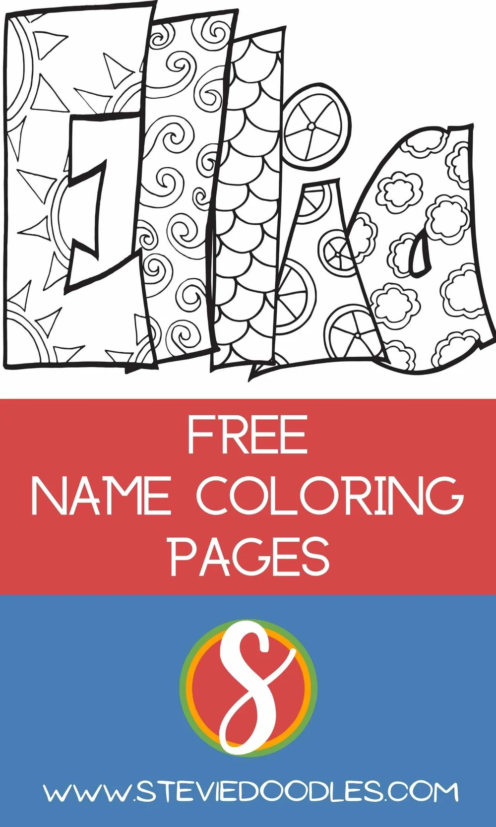 Free Ellia Name Coloring Page — Stevie Doodles