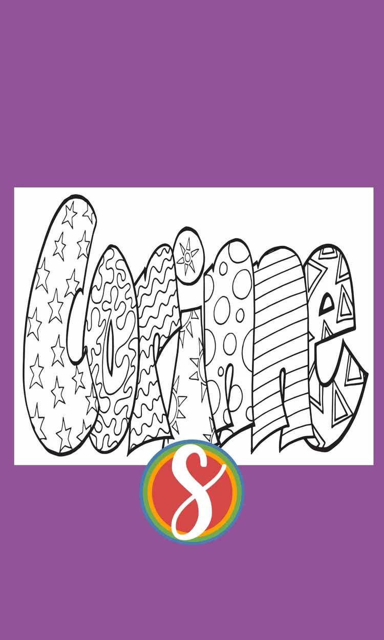 Free "Corinne" Name Coloring Page — Stevie Doodles