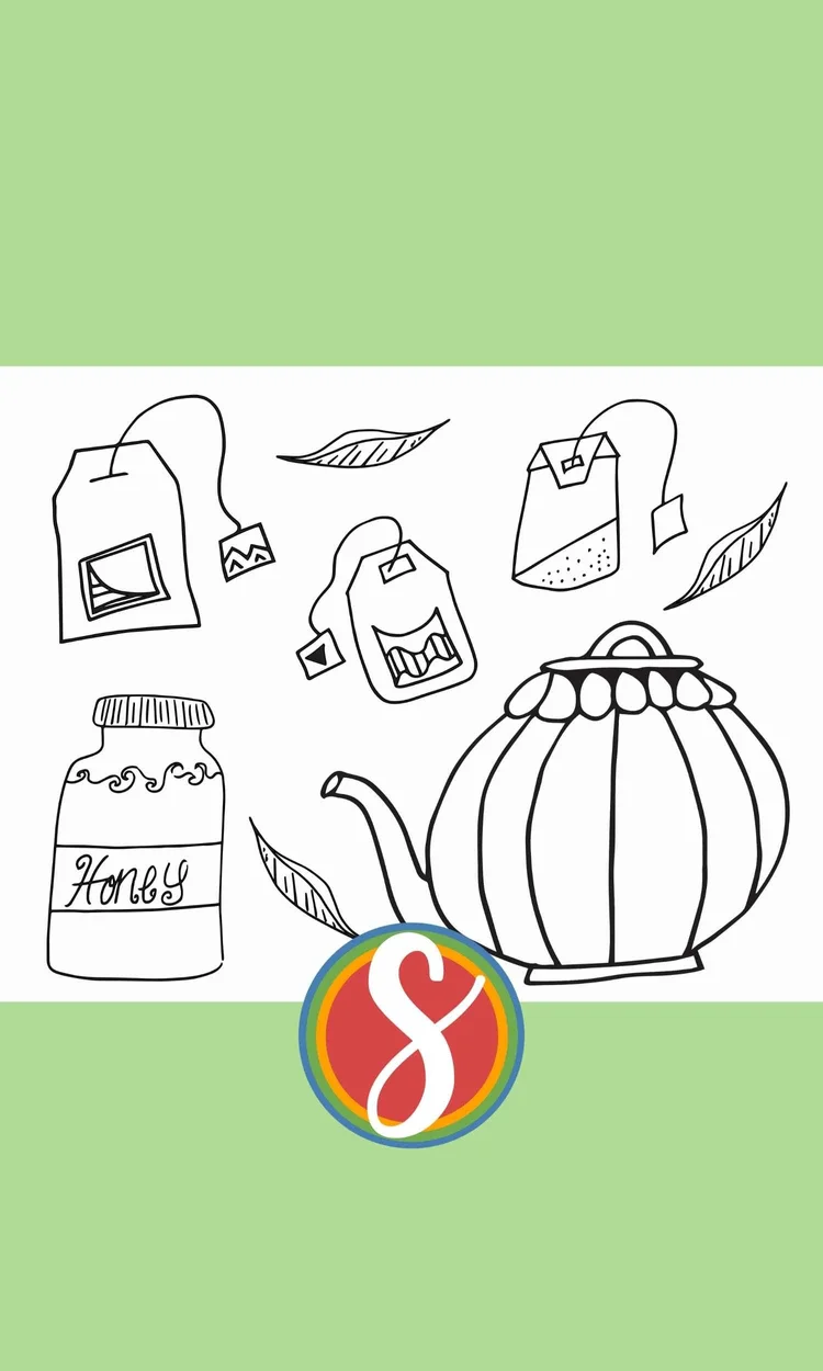 Free Tea Coloring Pages — Stevie Doodles