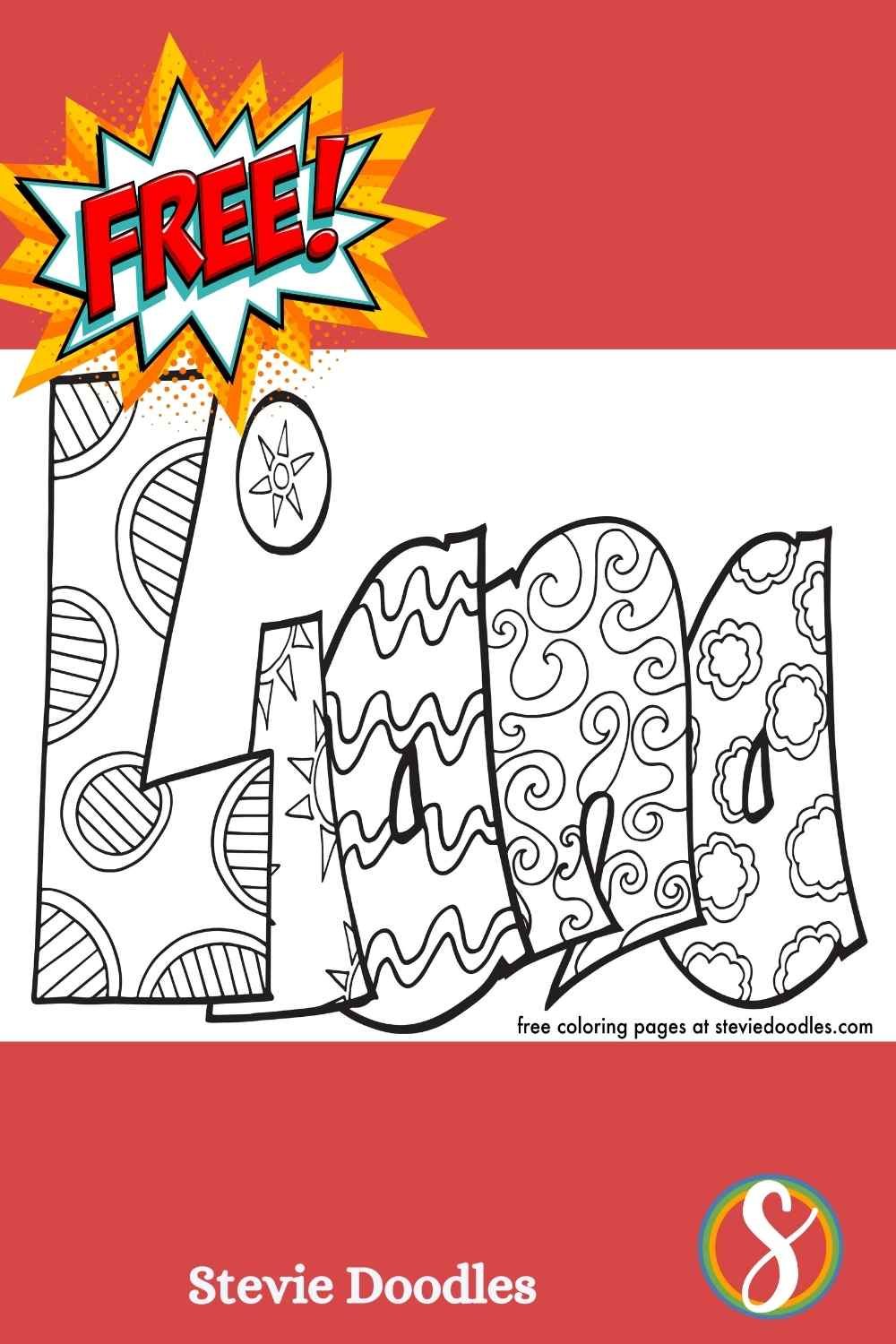 Free Liana Coloring Page — Stevie Doodles