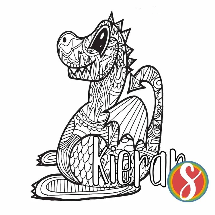 Free KIERAN Name Coloring Page Printable — Stevie Doodles