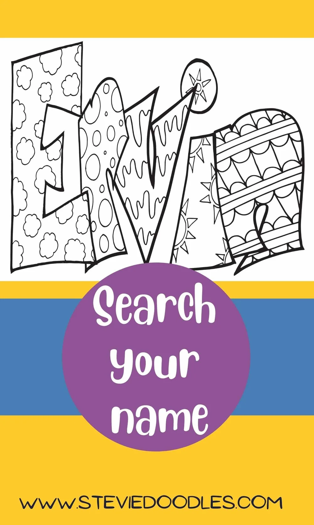 Free Ervin Name Coloring Page — Stevie Doodles