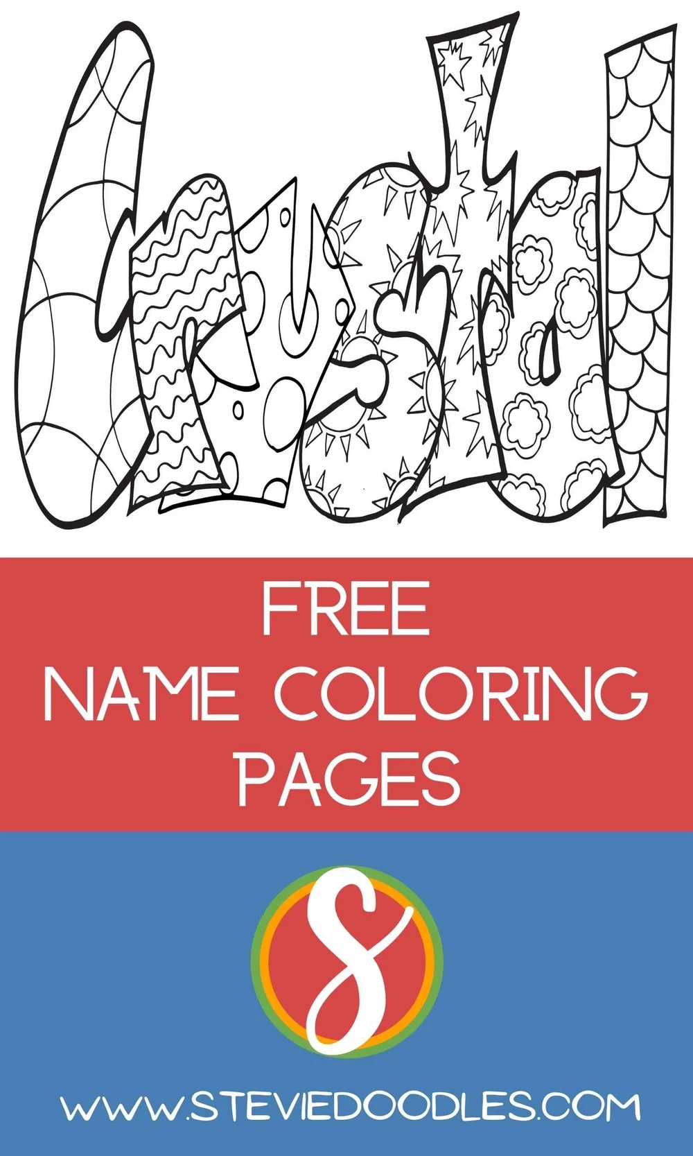 CRYSTAL Free Name Coloring Page — Stevie Doodles
