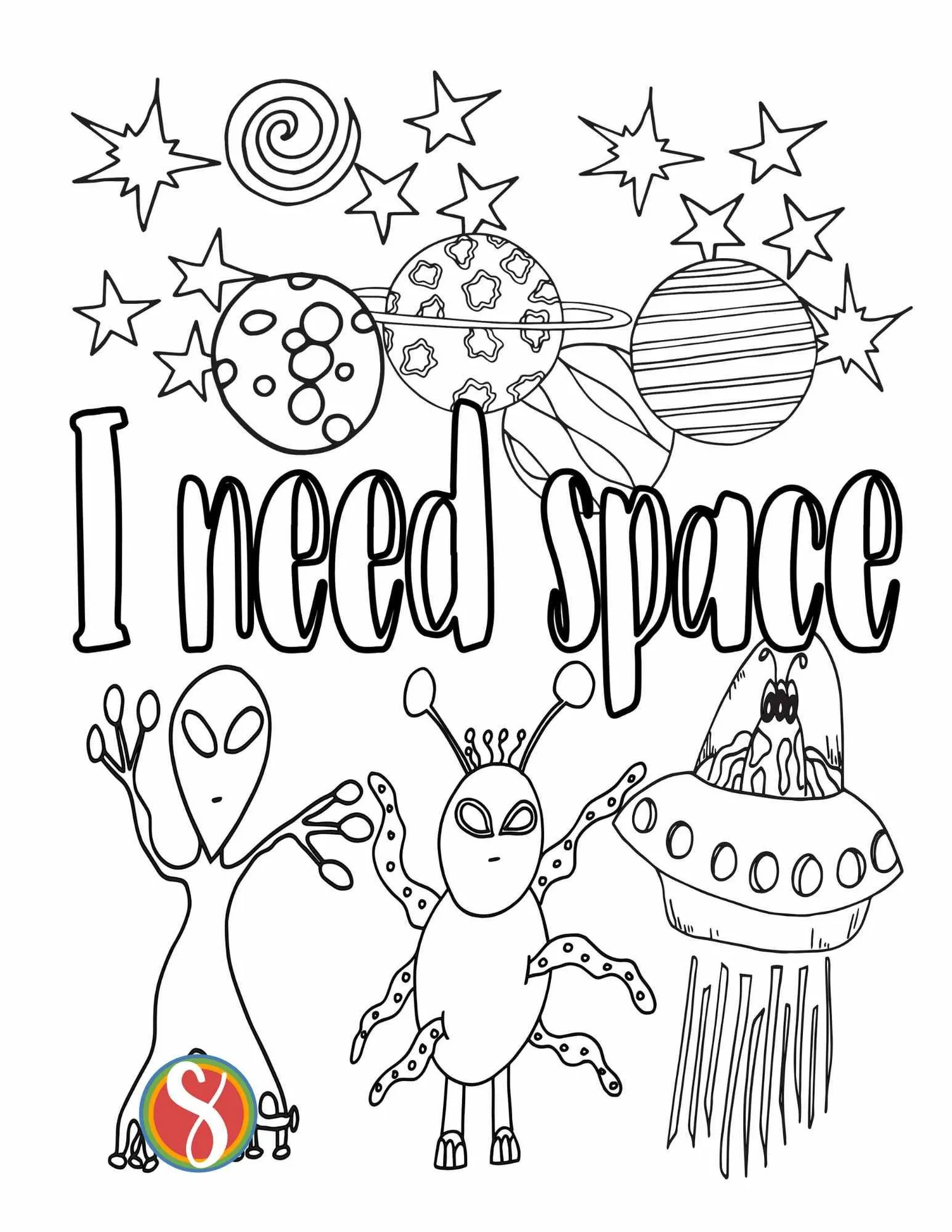 Free Alien Coloring Pages — Stevie Doodles