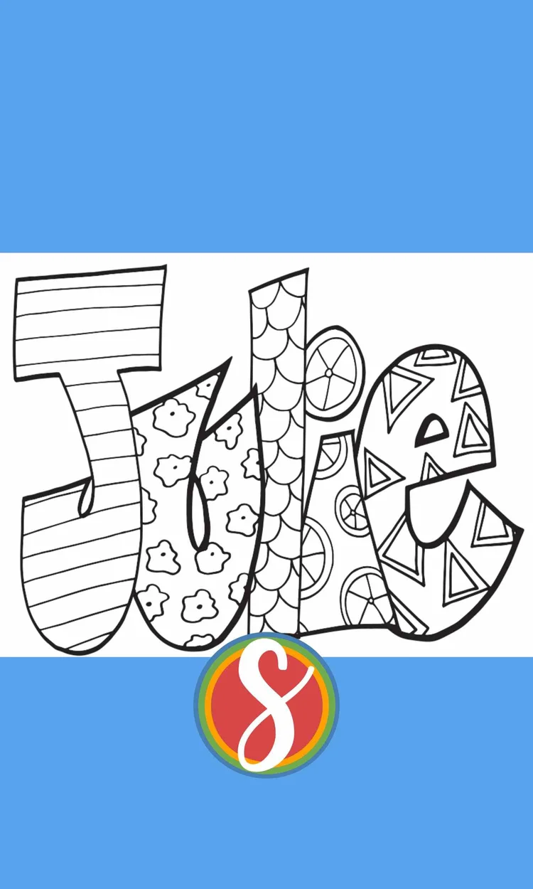 Free "JULIE" Name Coloring Page — Stevie Doodles
