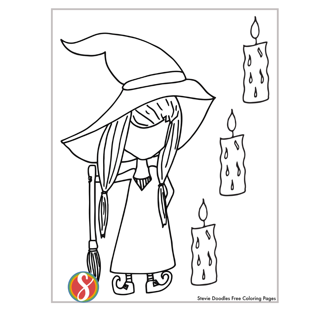 Free Witch Coloring Pages — Stevie Doodles