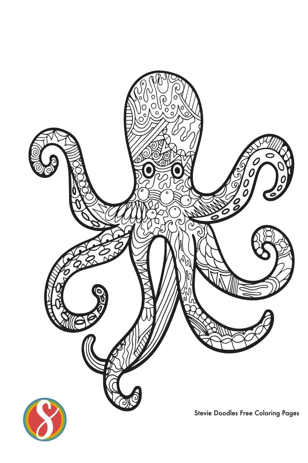 Free Octopus Coloring Pages — Stevie Doodles