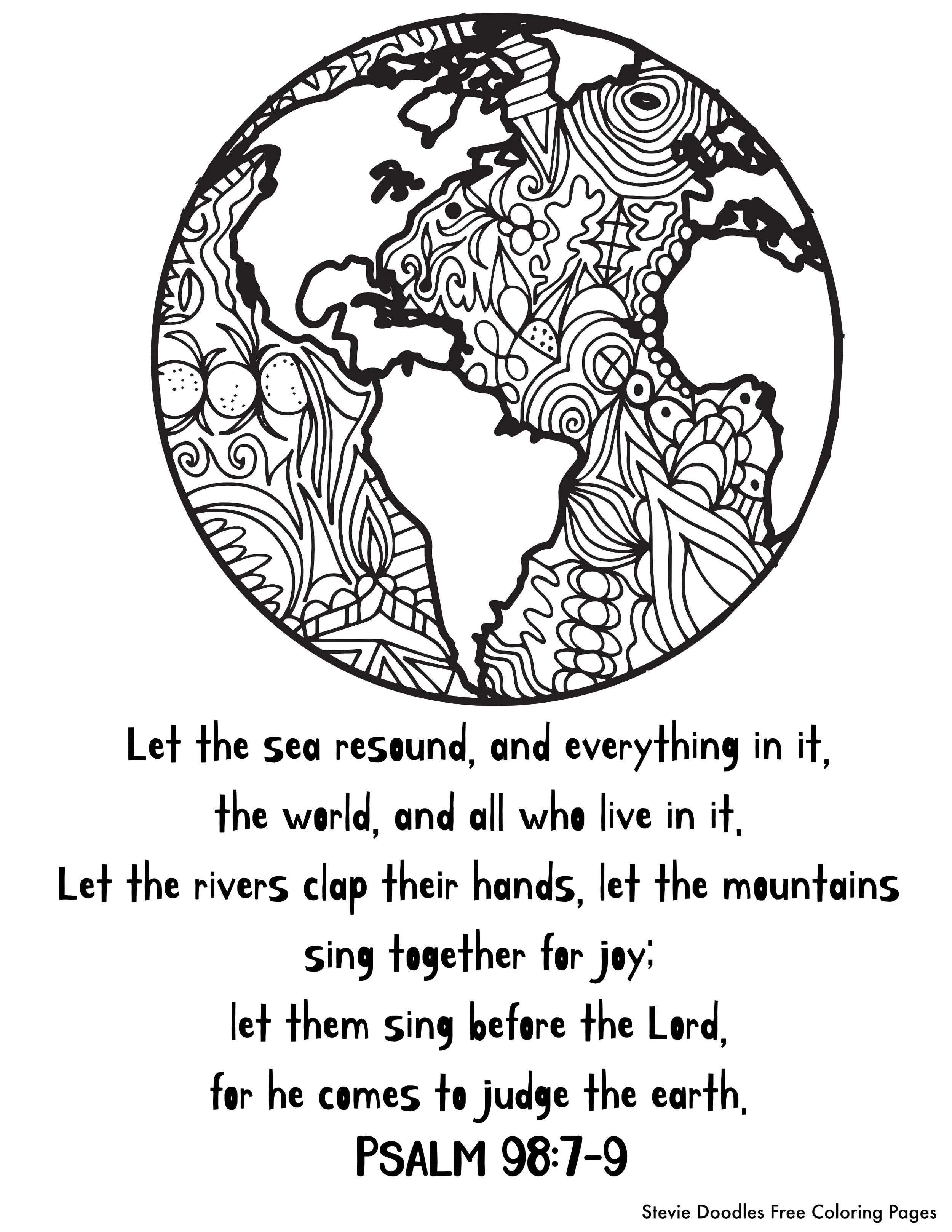 Psalms 91 - 100 - Free Coloring — Stevie Doodles
