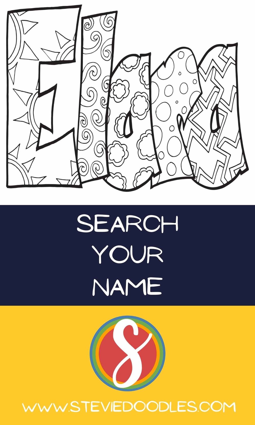 Free Elara Name Coloring Page — Stevie Doodles