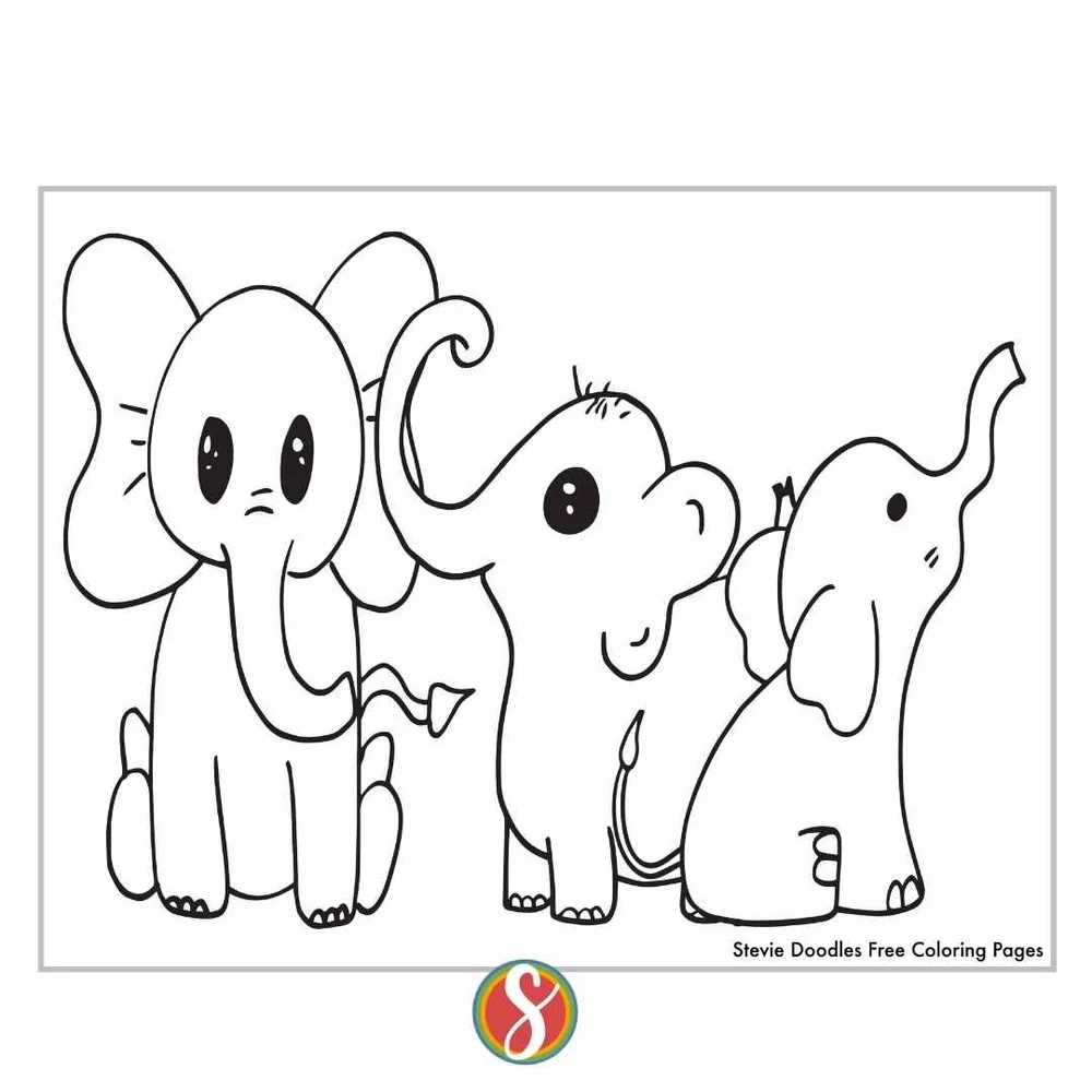 Free Elephant Coloring Pages — Stevie Doodles