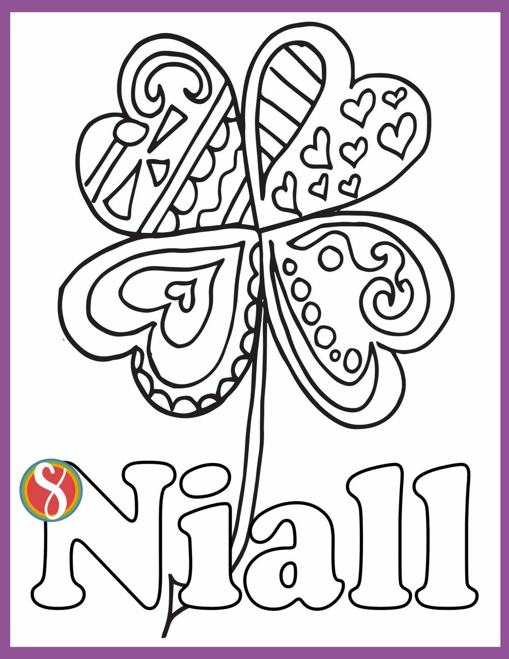Free NIALL Name Coloring Pages — Stevie Doodles