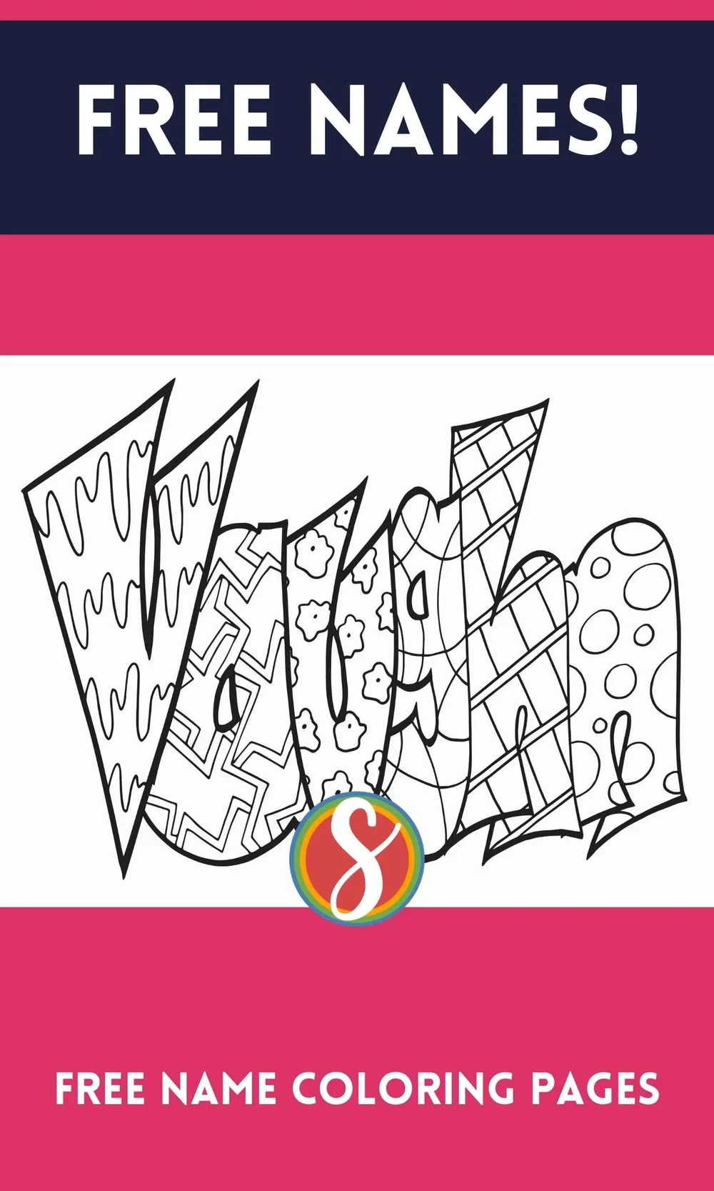 Free VAUGHN Name Coloring Page Printable — Stevie Doodles