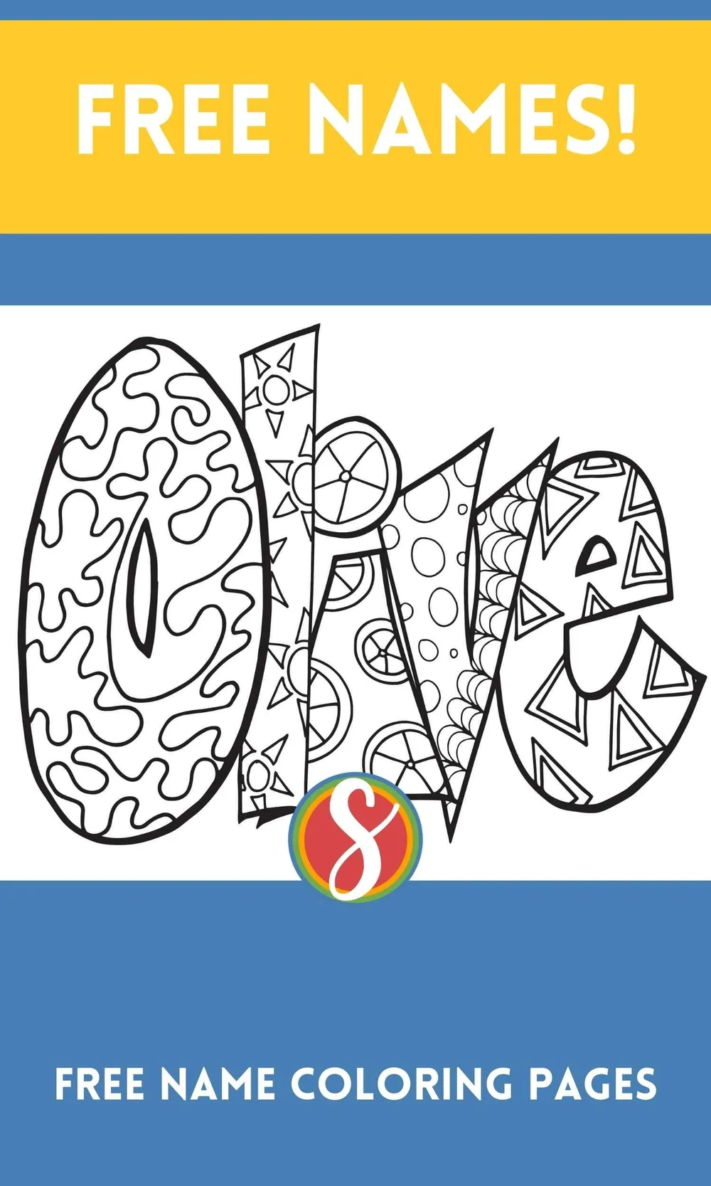 Free OLIVE Name Coloring Page Printable — Stevie Doodles