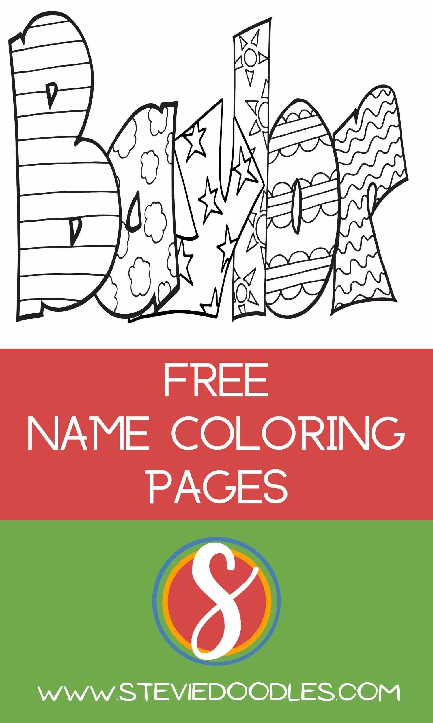 BAYLOR Free Name Coloring Page — Stevie Doodles