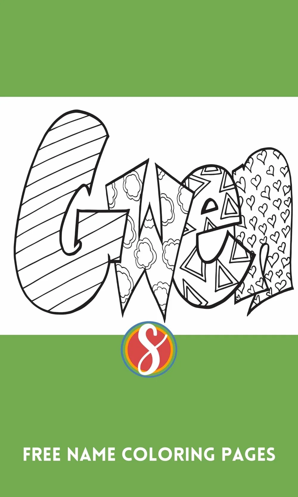 Free GWEN Name Coloring Page Printable — Stevie Doodles