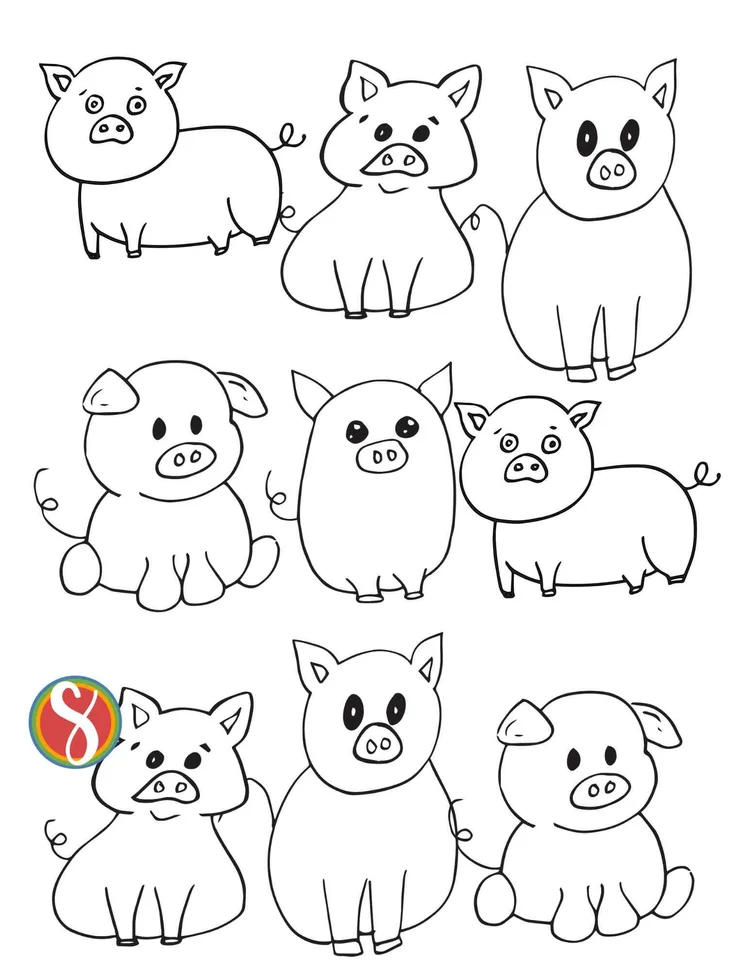 Free Pig Coloring Pages — Stevie Doodles