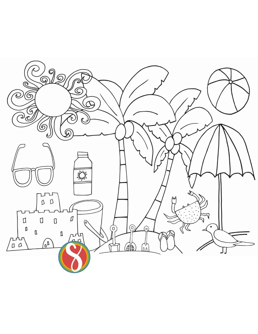 Free Beach Coloring Pages — Stevie Doodles