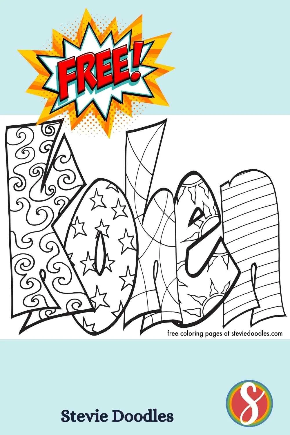 Free Kohen Coloring Page — Stevie Doodles