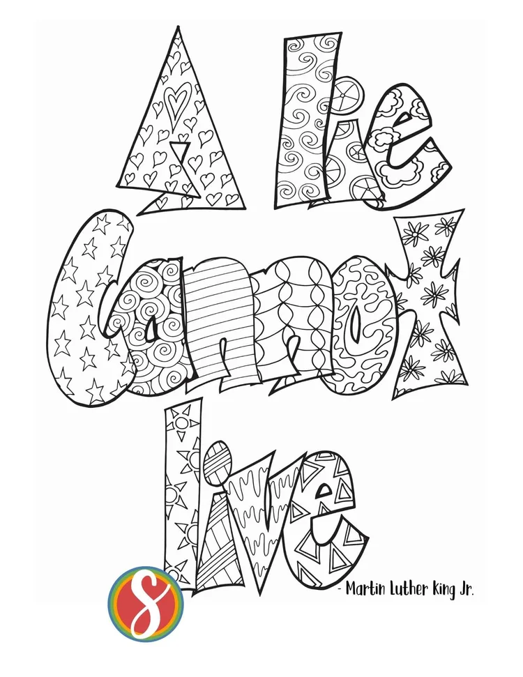 Free MLK Jr Quote Coloring Pages — Stevie Doodles