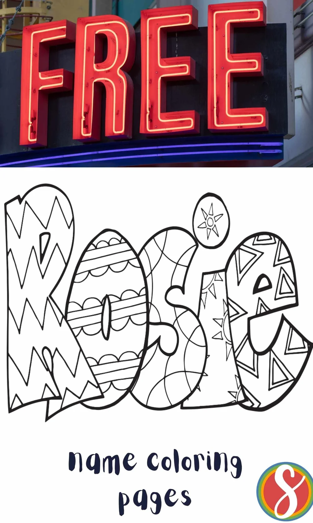 ROSIE Free Name Coloring Page — Stevie Doodles