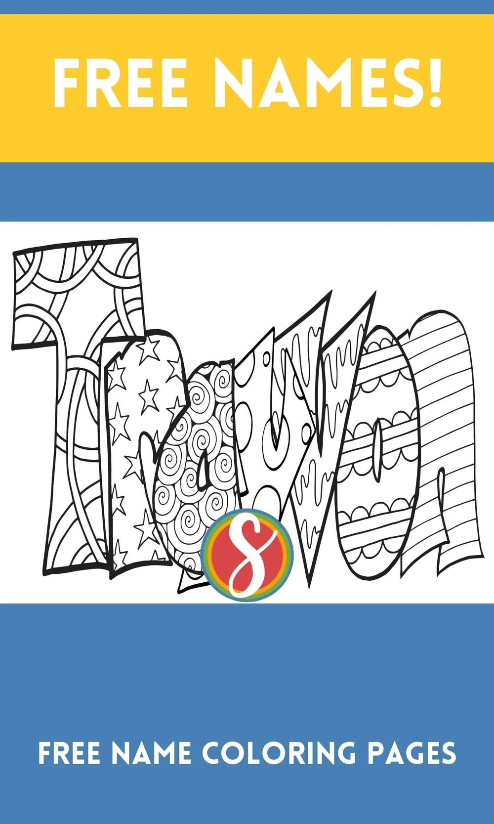 Free TRAYVON Name Coloring Page Printable — Stevie Doodles