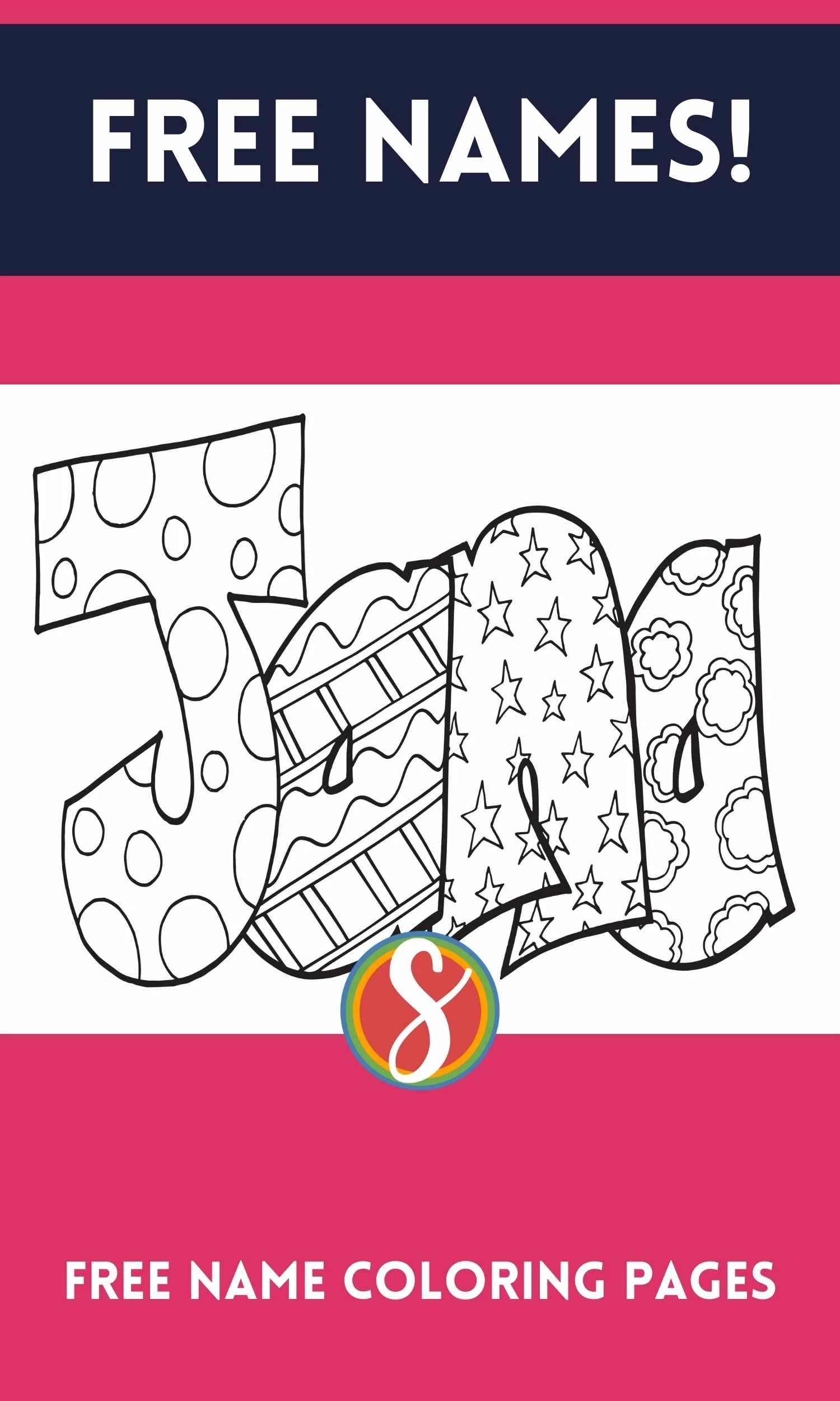 Free JANA Name Coloring Page Printable — Stevie Doodles