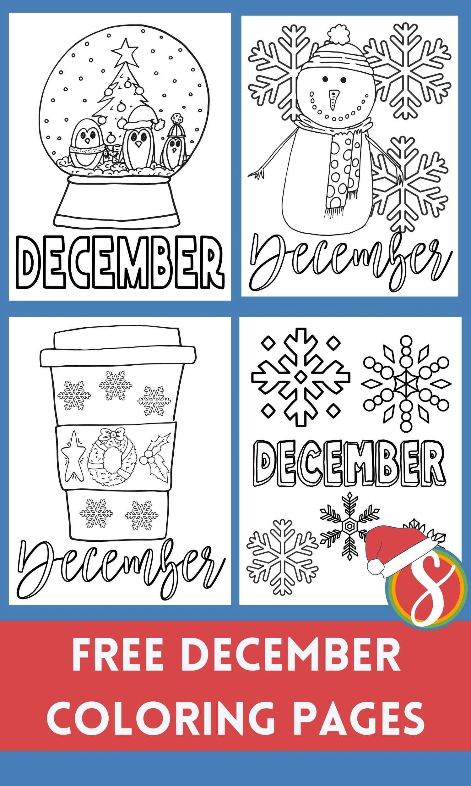 Free December Coloring Pages — Stevie Doodles