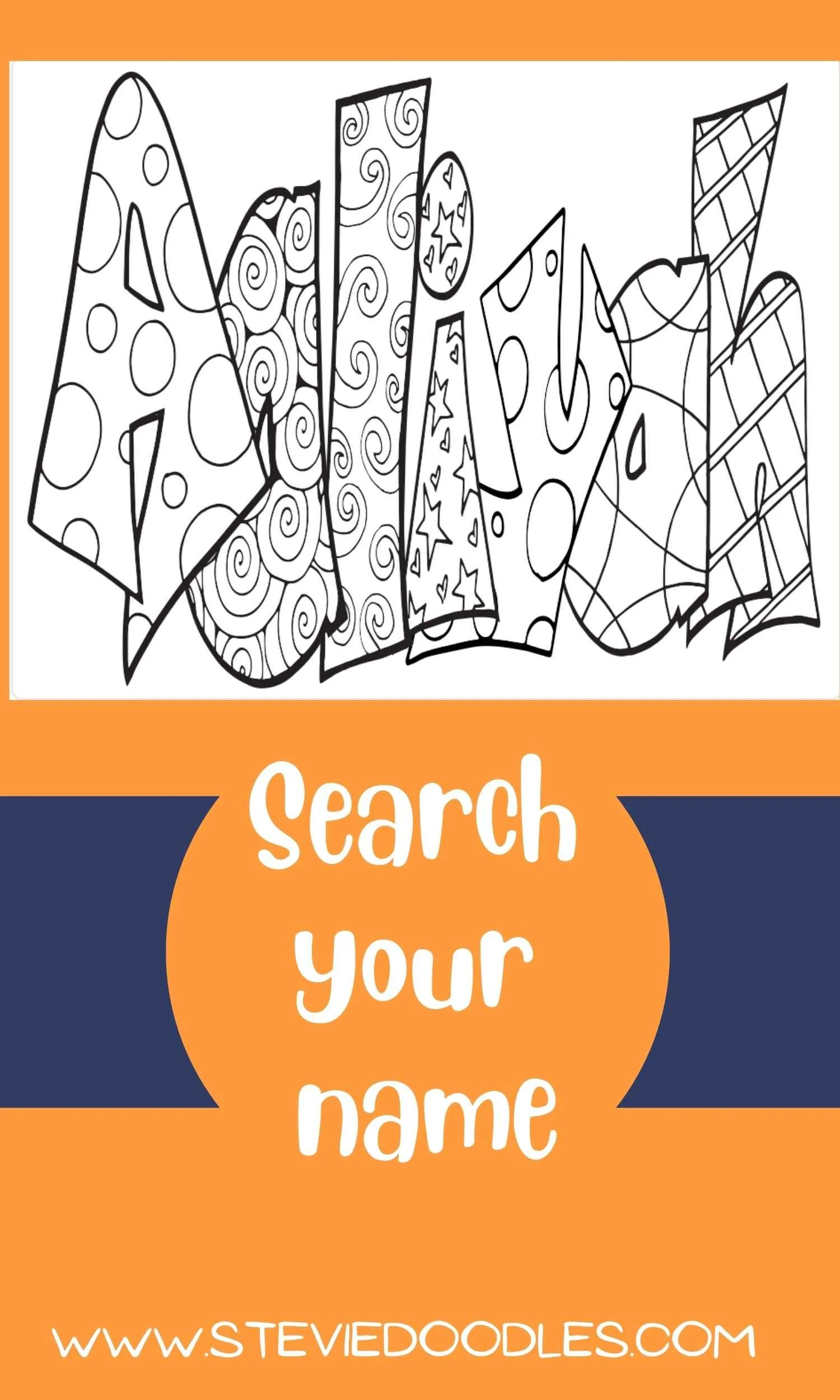 AAILYAH Free Name Coloring Page — Stevie Doodles