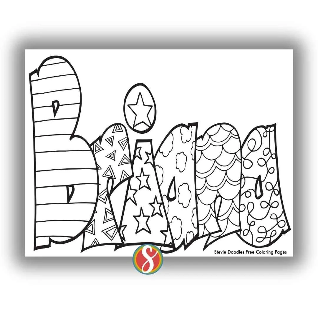 Free BRIANA Coloring Page — Stevie Doodles