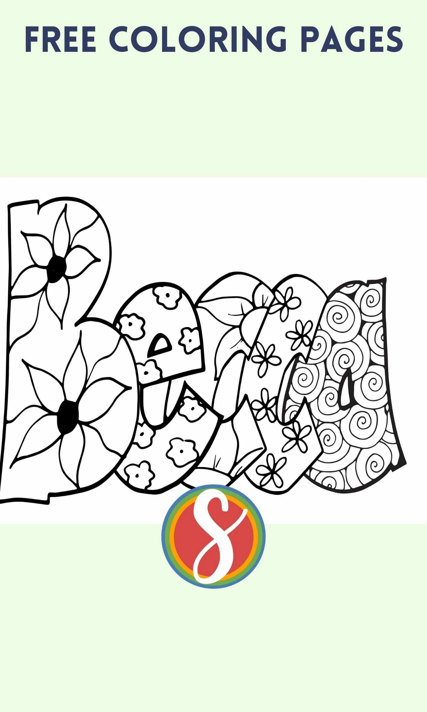 BECCA - Free Name Coloring Page Printable — Stevie Doodles