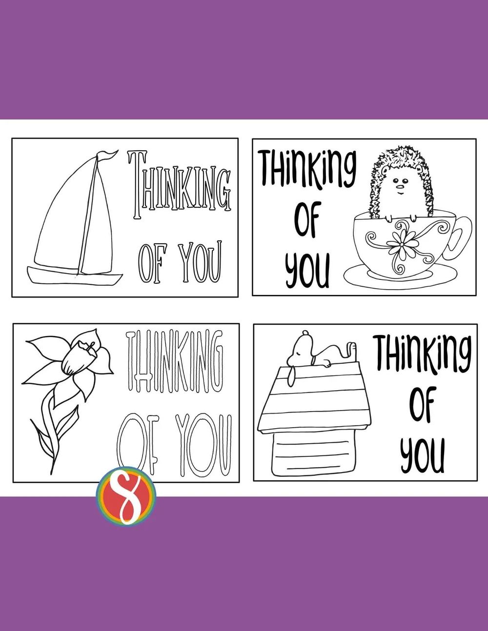28 Free "Thinking of You" Cards To Color — Stevie Doodles