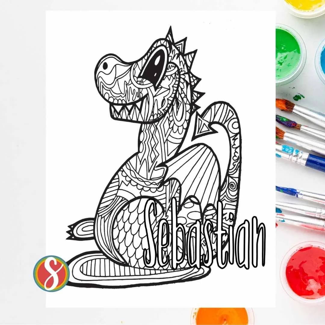 Free SEBASTIAN Name Coloring Page Printable — Stevie Doodles
