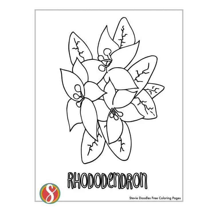 Free Rhododendron Coloring Pages — Stevie Doodles