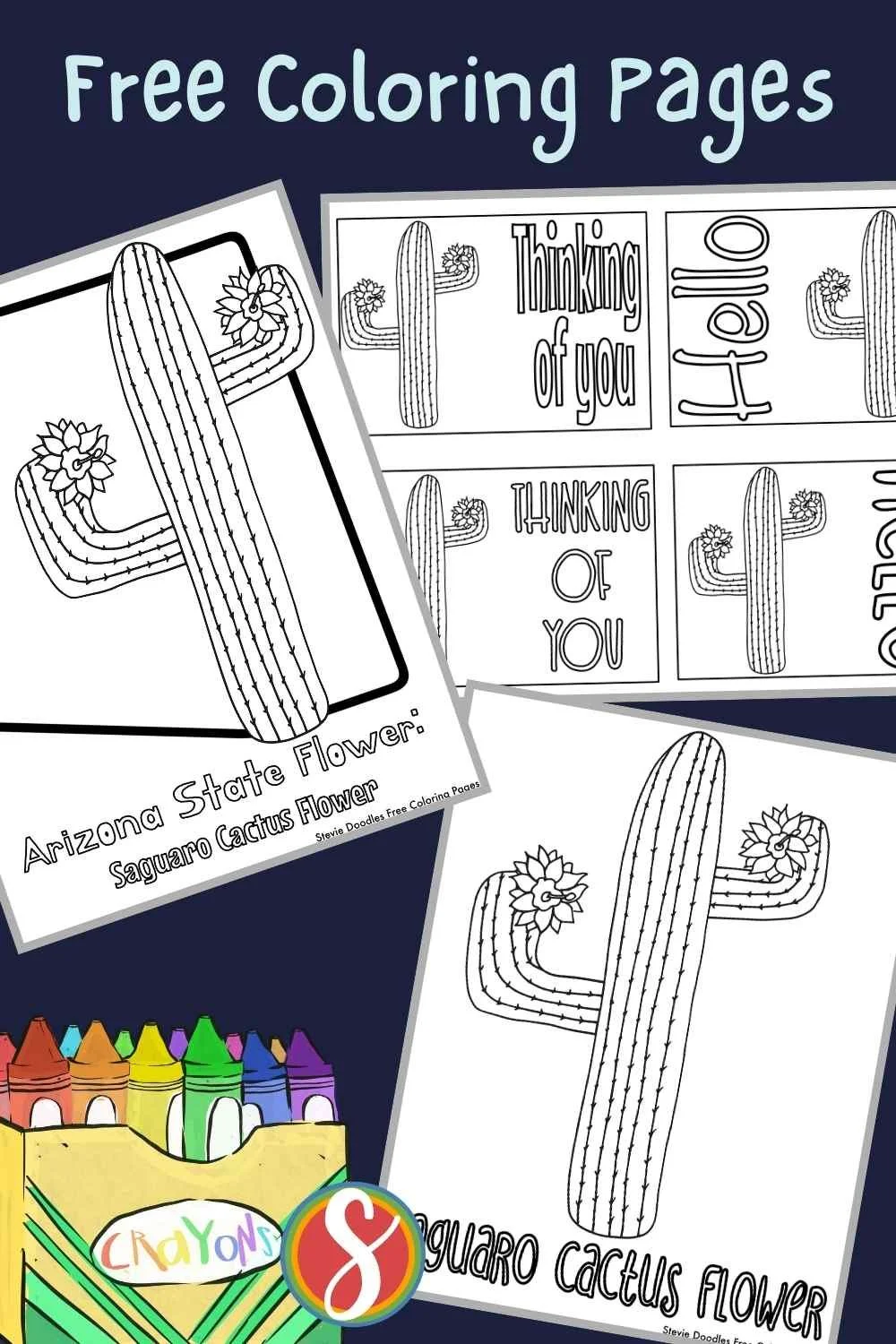 Free Saguaro Cactus Flower Coloring Pages — Stevie Doodles