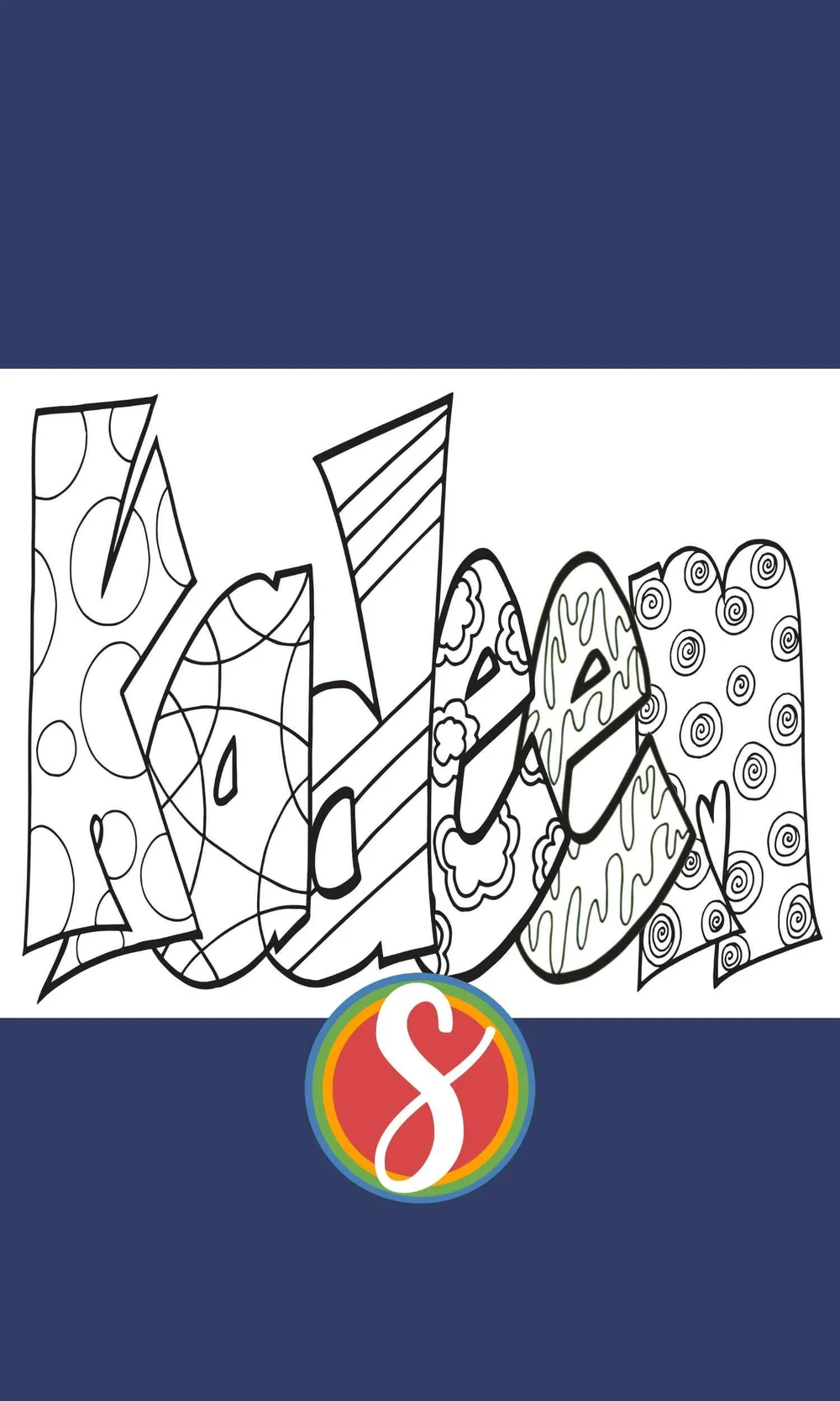 Free "Kadeem" Name Coloring Page — Stevie Doodles