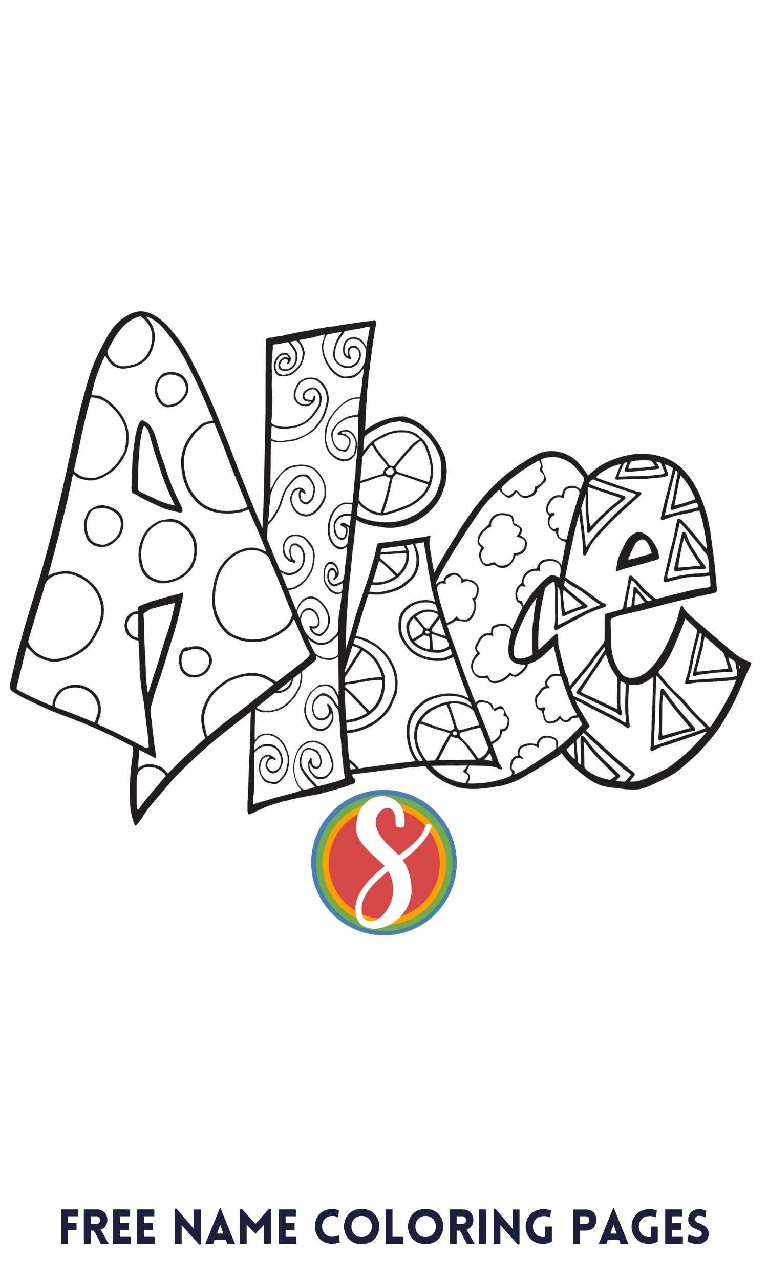 ALICE - Free Name Coloring Page Printable — Stevie Doodles