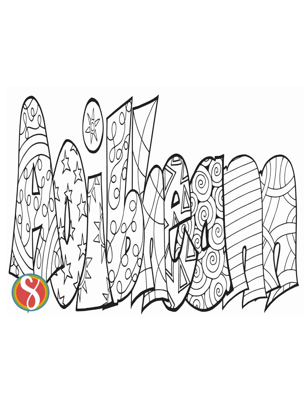 Free Aoibheann Name Coloring Pages — Stevie Doodles