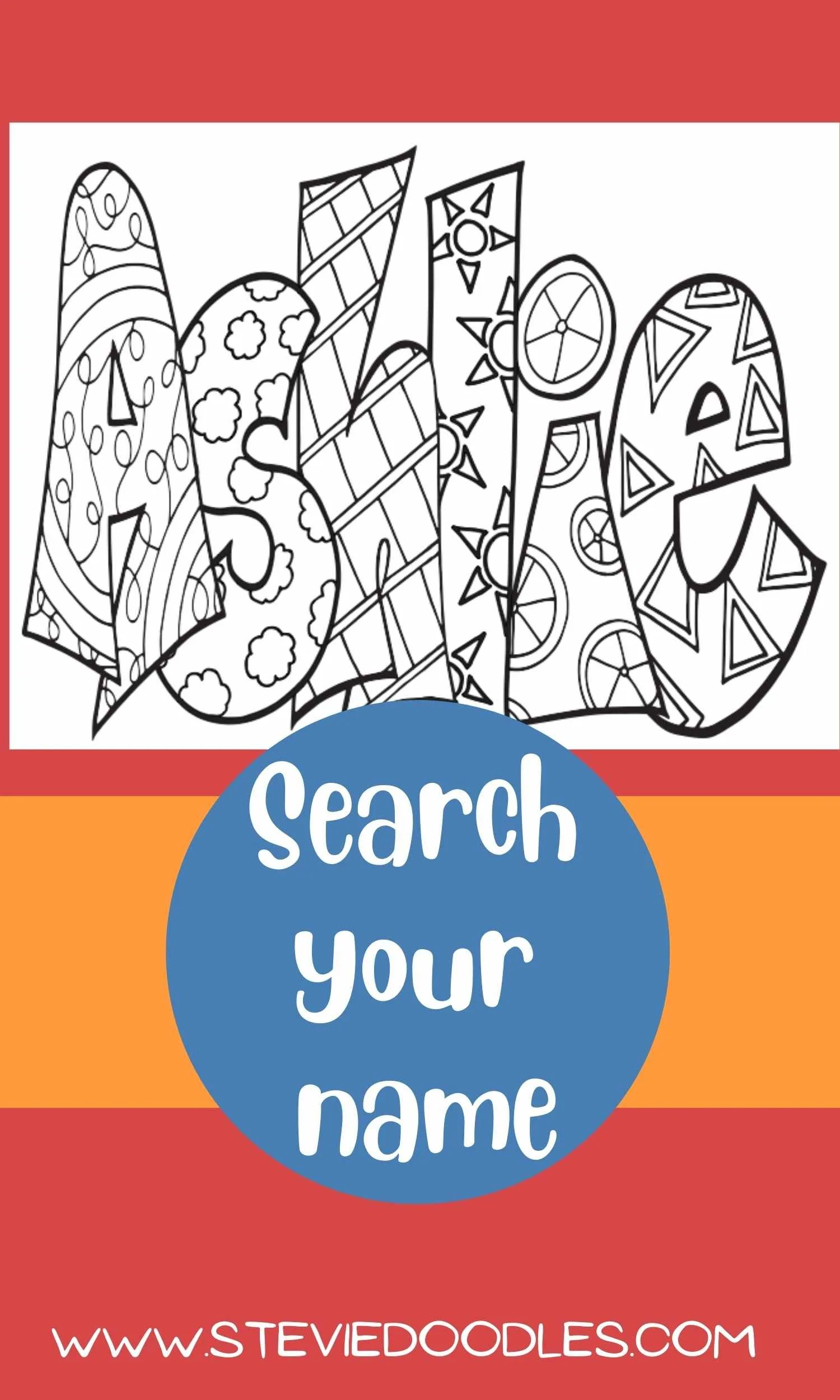 ASHLIE Free Name Coloring Page — Stevie Doodles
