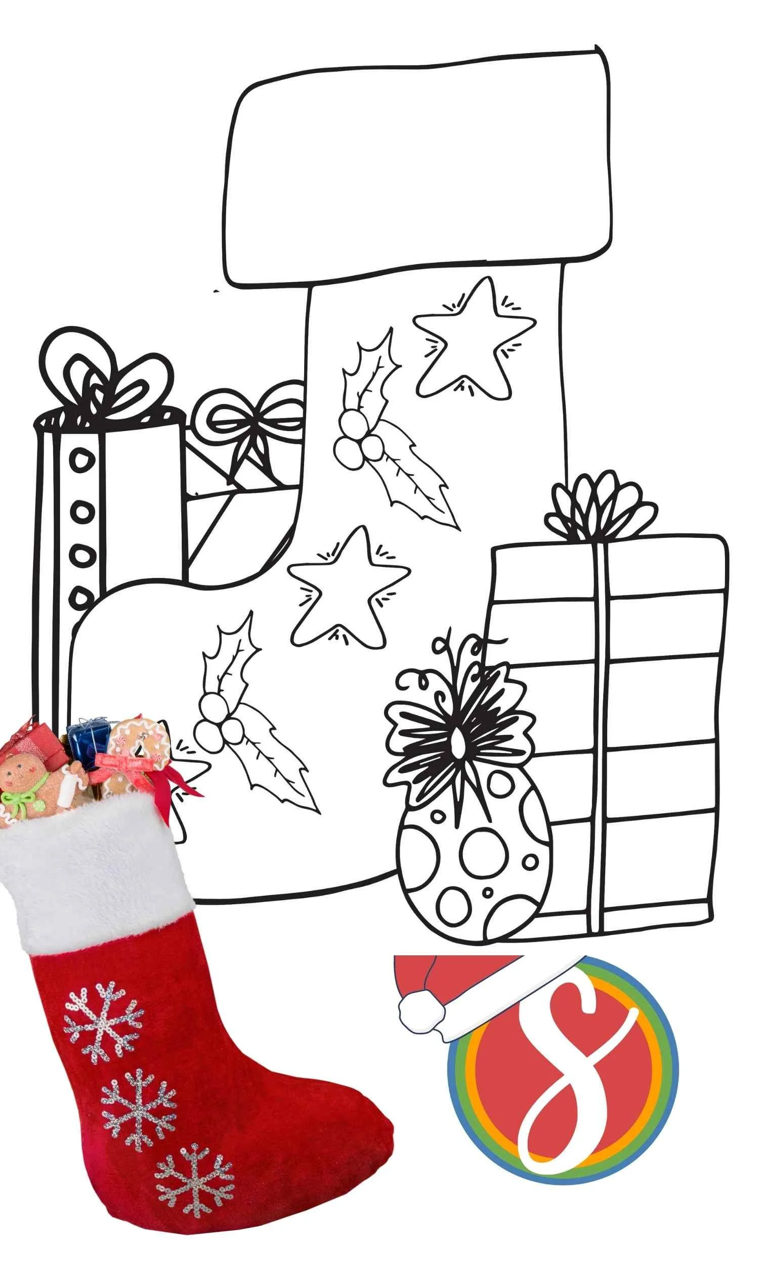 Free Christmas Stockings Coloring Pages — Stevie Doodles