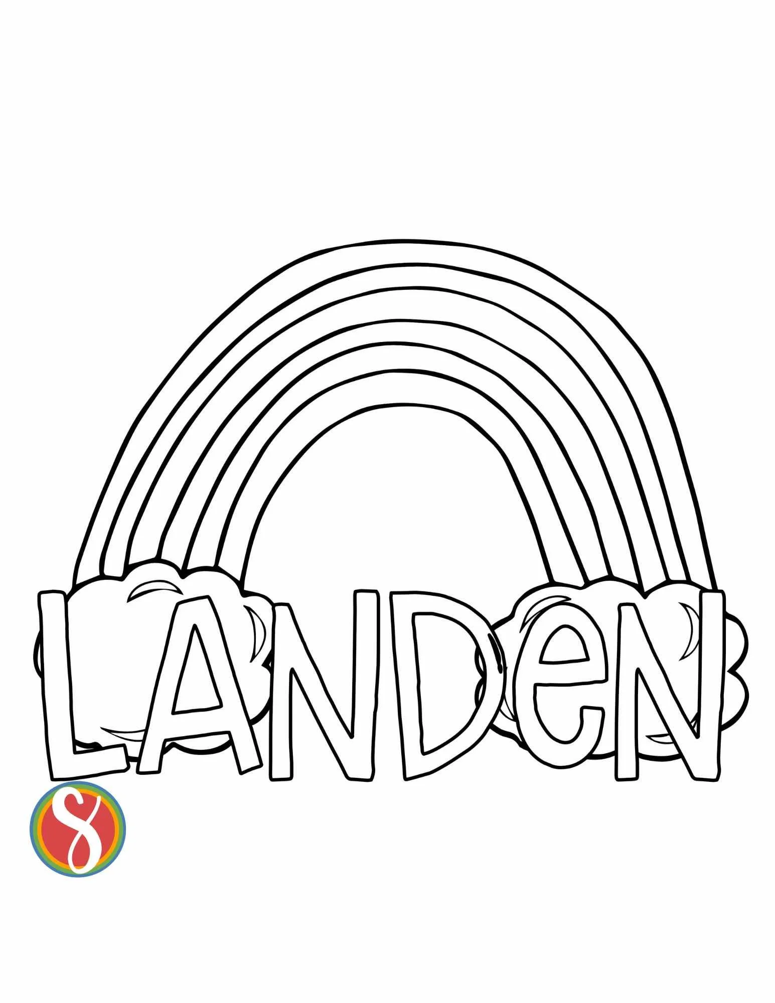 Free LANDEN Name Coloring Pages — Stevie Doodles