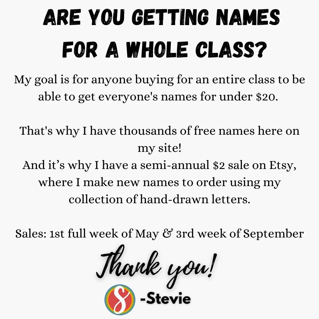 O Names - A List — Stevie Doodles