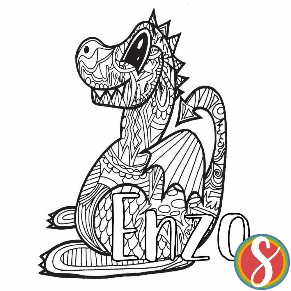 Free ENZO Name Coloring Page Printable — Stevie Doodles