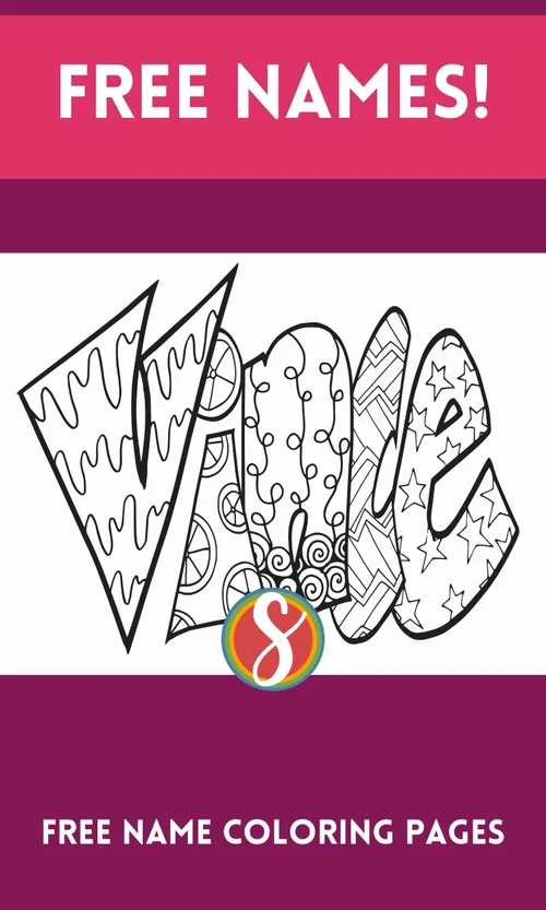 Free VINCE Name Coloring Page Printable — Stevie Doodles