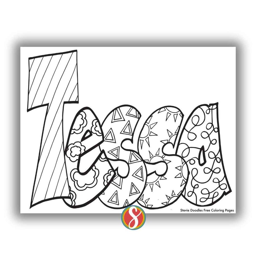 Free TESSA Coloring Page — Stevie Doodles