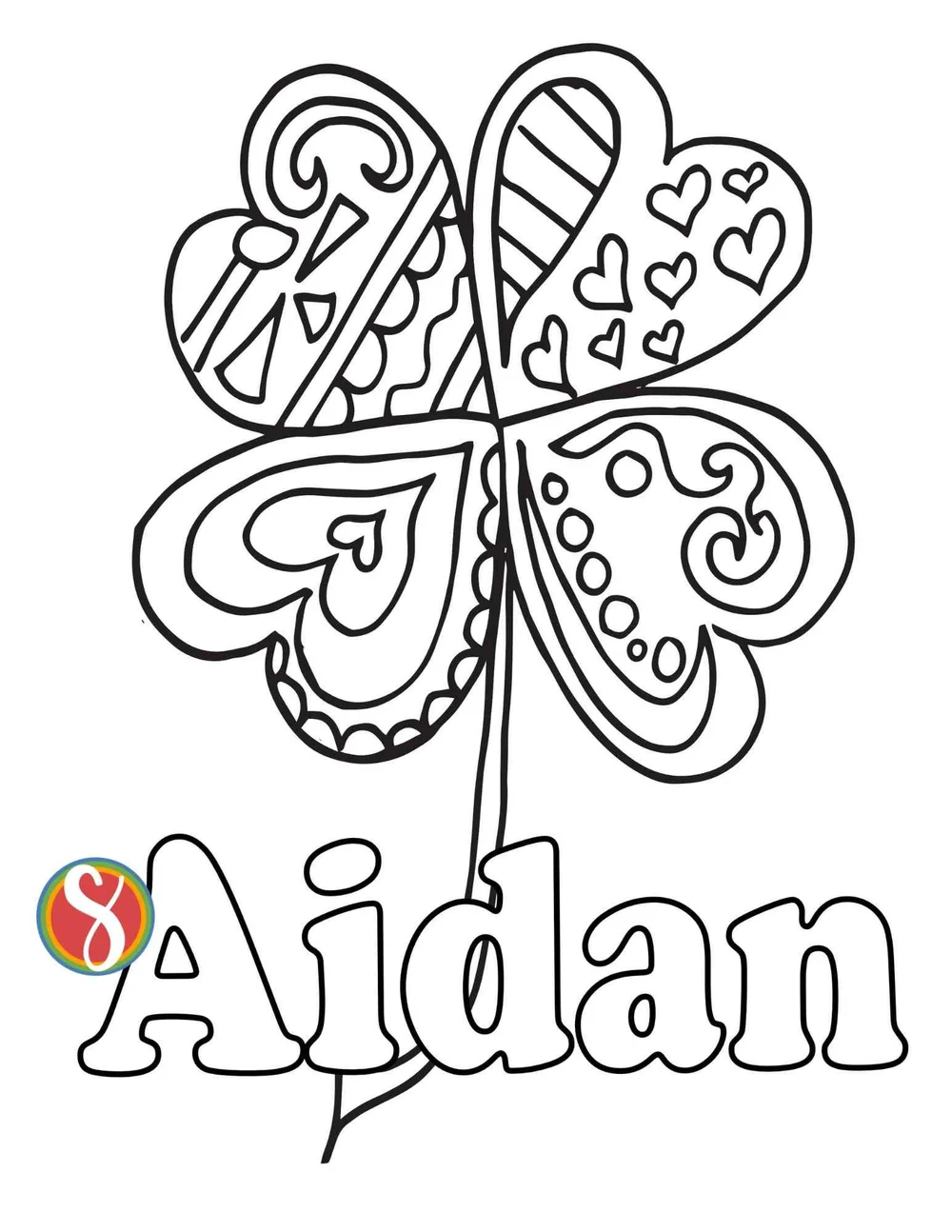 Free Aidan Name Coloring Pages — Stevie Doodles