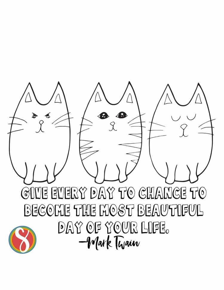 Mark Twain Quote Coloring Pages — Stevie Doodles