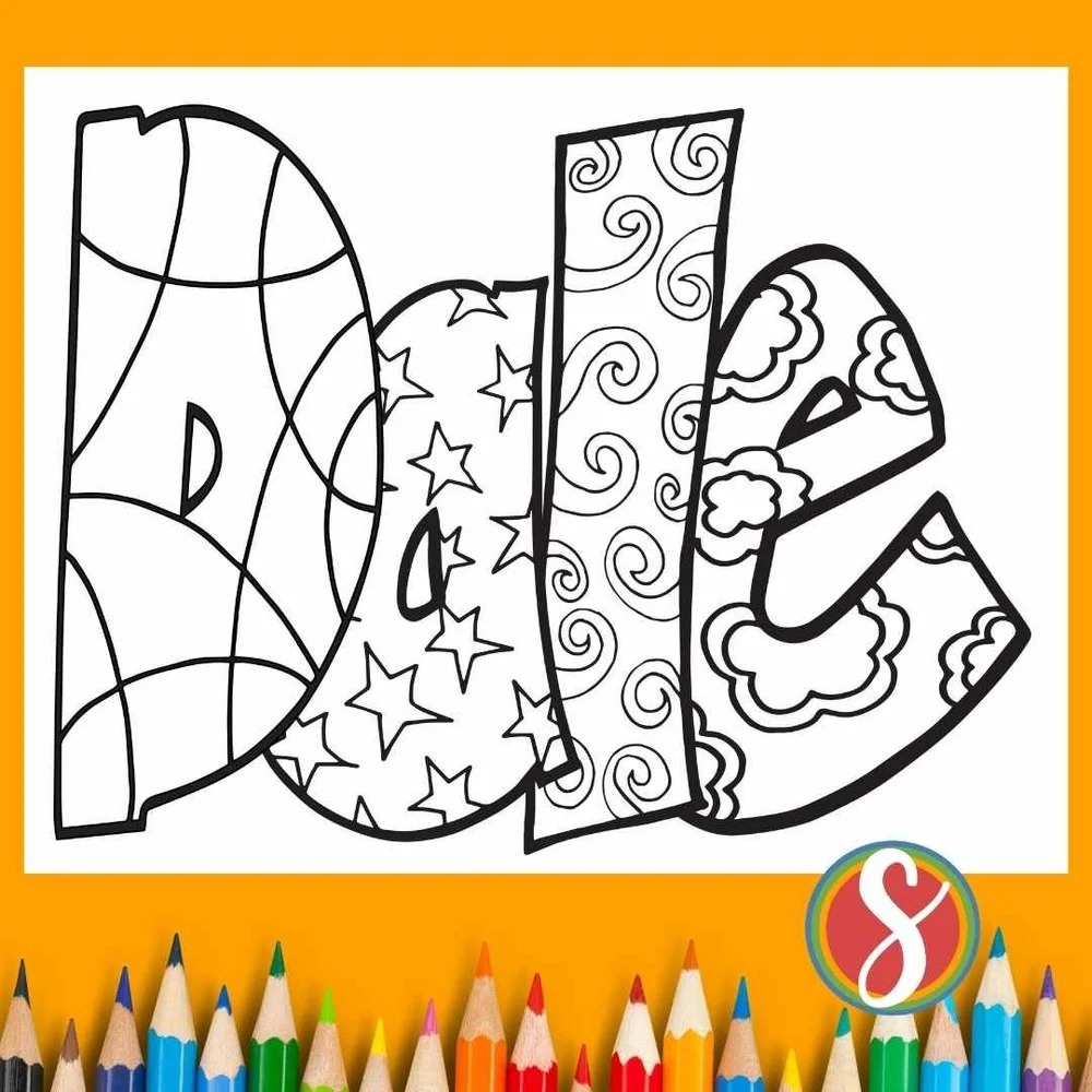 Free Dale Name Coloring Page — Stevie Doodles