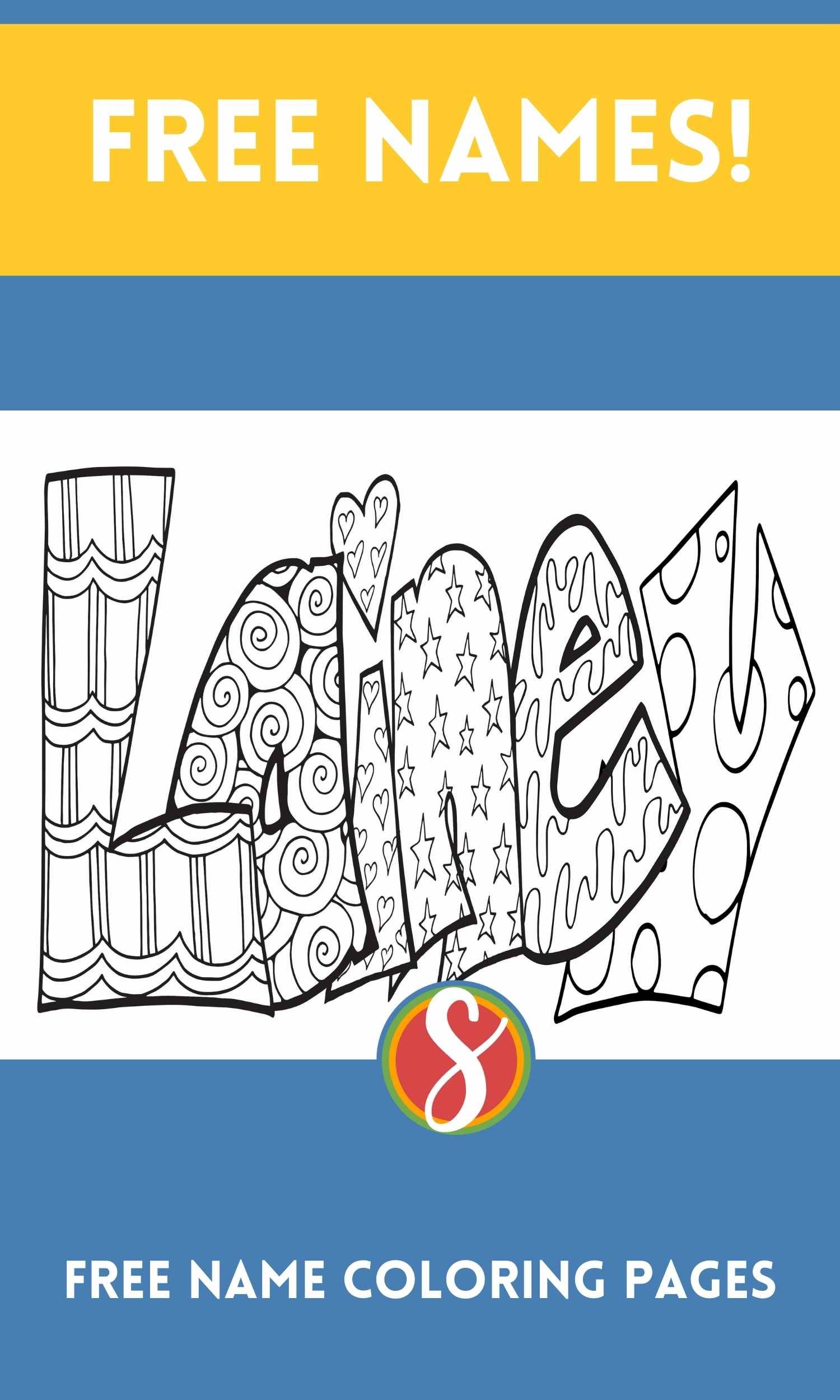 Free LAINEY Name Coloring Page Printable — Stevie Doodles