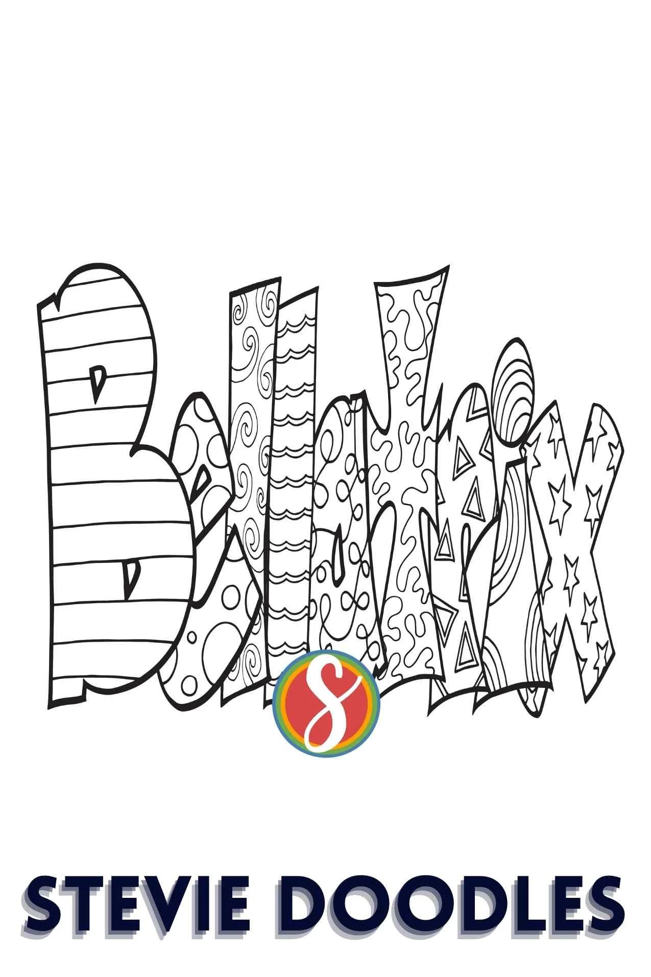 Free BELLATRIX Name Coloring Page — Stevie Doodles
